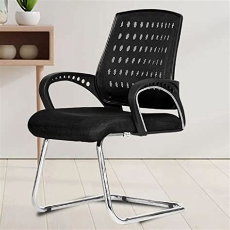 Trends Chrome Finish Fix Steel Chair With Black For Officehome