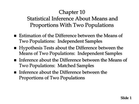 Ppt Chapter 10 Statistical Inference About Means And Proportions With