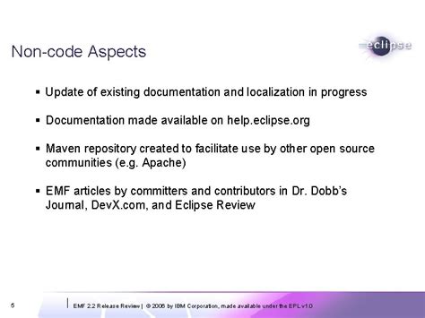 Eclipse Modeling Framework 2 2 Release Review May