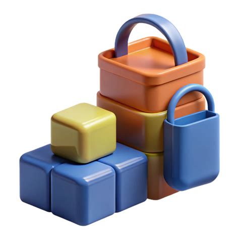 Abstract 3d Colorful Blocks Geometric Shapes Stacked Cubes 56557909 Png