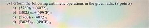 solved 3 perform the following arithmetic operations in the