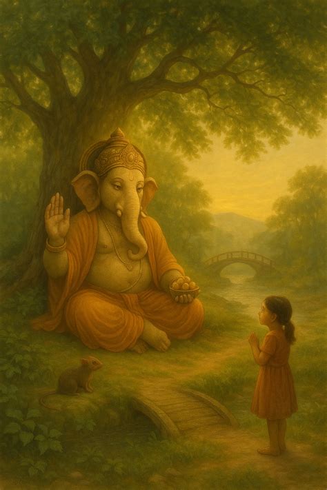 พระพิฆเนศเหรัมภะ เรื่องเล่าพระพิฆเนศ “คำถามของเด็กหญิง” ณ หมู่บ้านแห่งหนึ่งในที่ราบอินเดีย มี