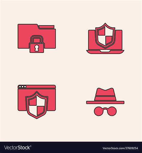Set Incognito Mode Folder And Lock Laptop Vector Image