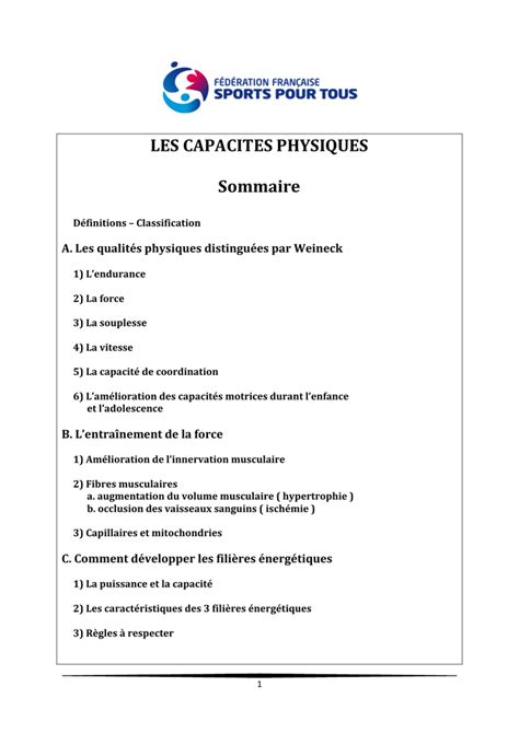 Les Capacites Physiques