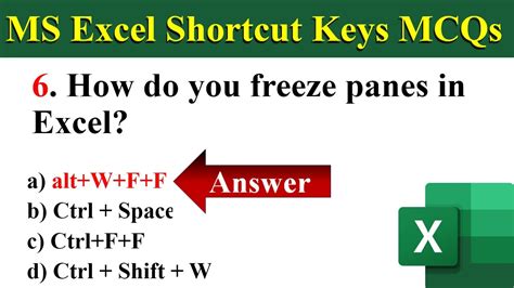 Ms Excel Shortcut Keys Mcqs 10 Important Questions And Answers Youtube