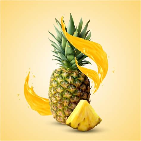 Premium Vector A Picture Of A Pineapple And A Slice Of Lemon