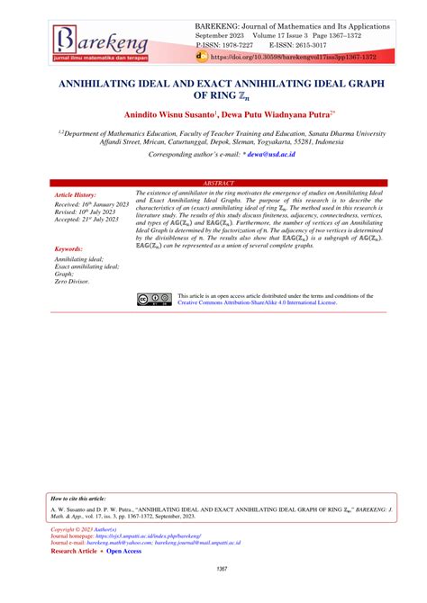 Pdf Annihilating Ideal And Exact Annihilating Ideal Graph Of Ring Z N
