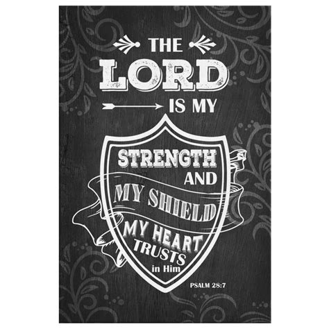 Psalm 287 The Lord Is My Strength And My Shield Bible Verse Wall Art
