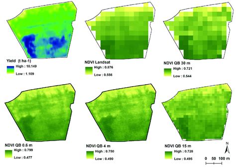 Normalised Difference Vegetation Index NDVI Values According To