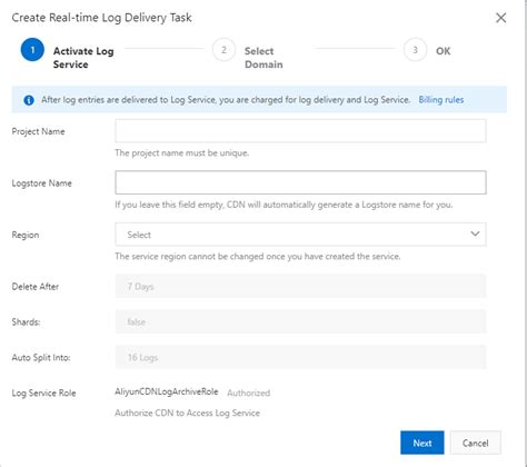 Configure Real Time Log Delivery Cdn Alibaba Cloud Documentation Center