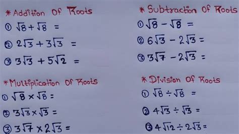 How To Solve Simplify Roots Ll Add Subtract Multiply Divide Of Root Maths Solution Math
