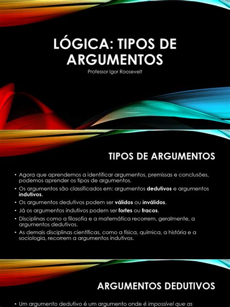 Lógica Tipos De Argumento Pdf Argumento Raciocínio Dedutivo
