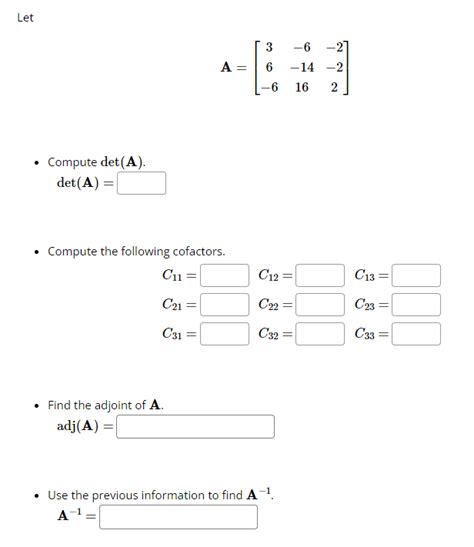 Solved Let A 36661416222 Compute Det A Det A Chegg Com