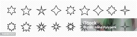 Linear Star Shapes Sparcle Icons Starburst Icons Star Icons Set Isolated Vector Graphic Eps