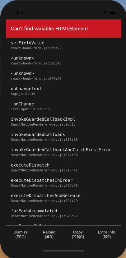 Can T Find Variable HTMLElement Crash React Native Issue React Hook Form React Hook