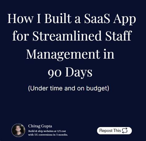 Chirag Gupta On Linkedin How I Built A Saas App For Streamlined Staff Management In 3 Months Under