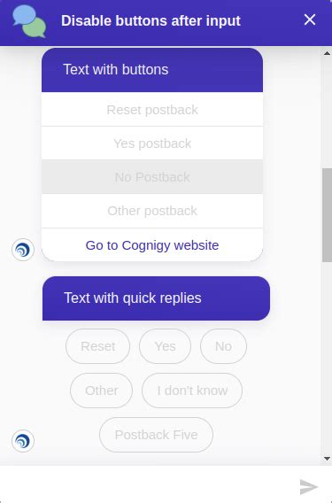 Disable Quick Reply Buttons After Click Cognigyai Help Center