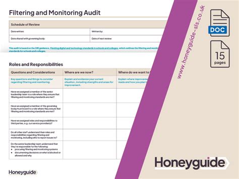 Filtering And Monitoring Audit And Action Plan Teaching Resources