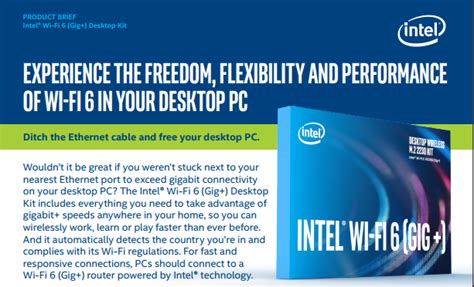 Intel® Wi Fi 6 Gig Desktop Kit Product Brief