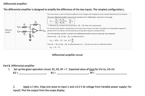 SOLVED Differential Amplifier The Differential Amplifier Is Designed To Amplify The Difference
