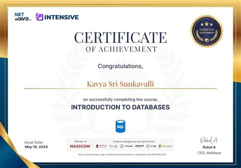 Kavya Sri Sunkavalli On Linkedin Nxtwave Ccbp Sql