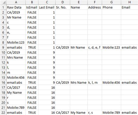 I Have Contact Information In Raw Form In A Excel Column Need It Organised In Rows Super User