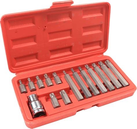 15pc Torque Bit And Socket Set T20 T25 T30 T40 T45 T50 T55 1 2 Square Drive In Case