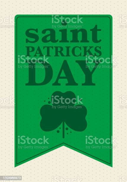 해피 세인트 패트릭의 날 전통적인 아일랜드 휴일입니다 3월 17일 연례 기념 클로버와 토끼풀 잎 녹색과 오렌지 파티 디자인 아일랜드 색상입니다 포스터 카드 배너 및 배경