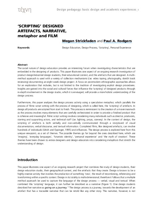 Pdf Scriptingdesigned Artefacts Narrative Metaphor And Film Megan Strickfaden