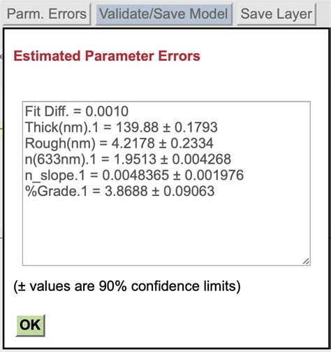 model builder parm errors multi wavelength ellipsometers film sense