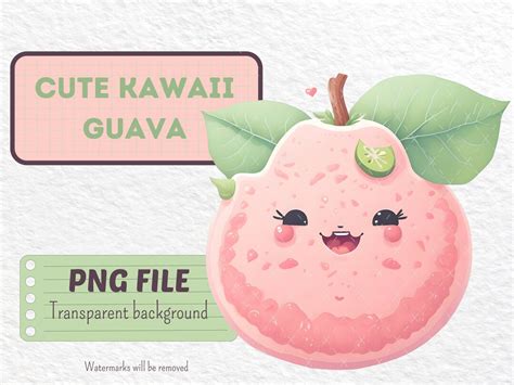 Cute Kawaii Guava Clipart Png Cute Guava Instant Download Etsy