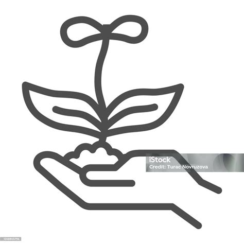 손라인 아이콘에 꽃잎 2개 자연컨셉 하얀 배경에 봄꽃꽃 사인이 있는 어린 꽃 흙 아이콘이 있는 꽃을 윤곽이 가꾸는 핸드 플라워 벡터 그래픽 검은색에 대한 스톡 벡터 아트 및