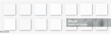 그리드 템플릿 매끄러운 하프톤 도트 패턴 그리드 패턴 배경의 집합입니다 그래프 용지 점선 모자이크 벡터 파노라마 제도 용지 배경 개념입니다 벡터 그림 바둑판에 대한 스톡
