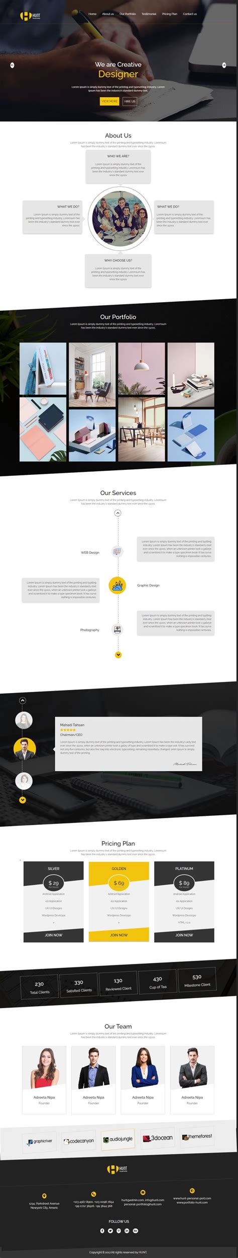 Hunt Is One Of The Portfolio Website Made With Html5 Css3 Jquery