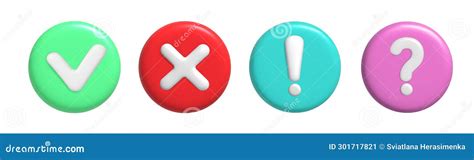 D Control Sign Warning Caution Cross Realistic Question Mark Exclamation Mark Right And