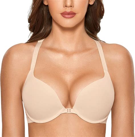 Dobreva Womens Push Up Bra Racerback Front Closure Bras Plunge