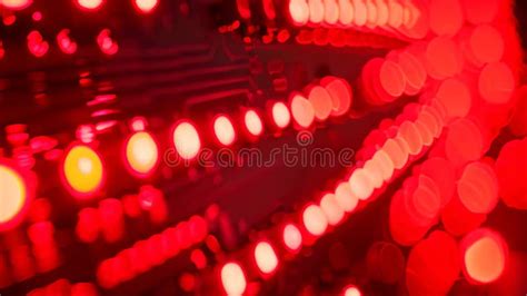 Red Led Lights Illuminate A Circuit Board Signifying Power And Activity Glowing Red Led Lights