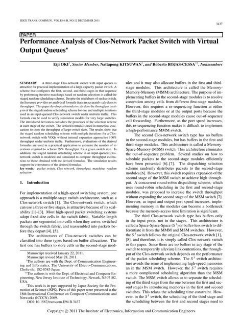 Pdf Performance Analysis Of Clos Network Packet Switch With Virtual