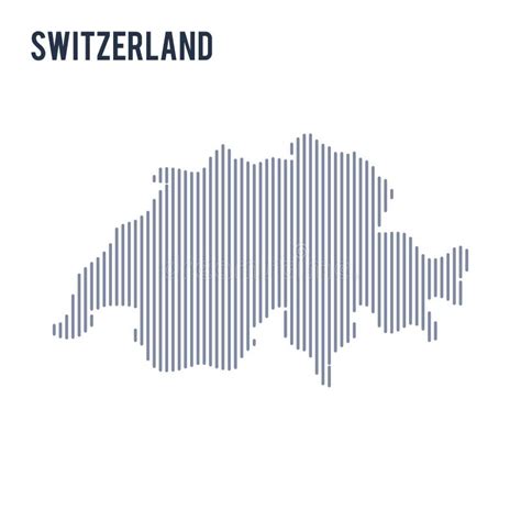 Vector Abstract Hatched Map Of Switzerland With Vertical Lines Isolated On A White Background
