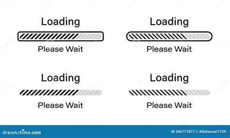 Tilted Lines Loading Please Wait Symbol Set In Black Color For Light