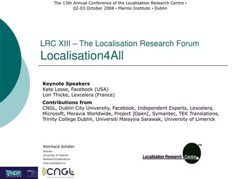Ppt Lrc Xiii The Localisation Research Forum Localisation4all Powerpoint Presentation Id