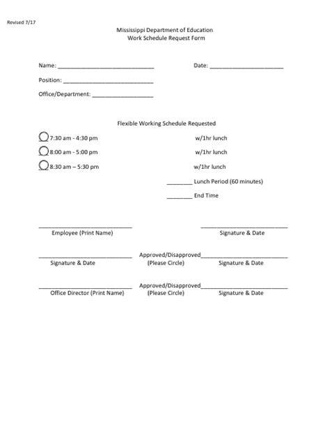 Mississippi Work Schedule Request Form Fill Out Sign Online And