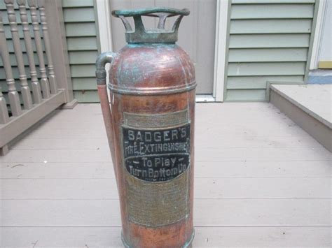 Vintage Copper Fire Extinguisher Badger B2 Brass Bottom Boston Mass