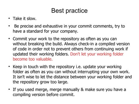 Svn Usage And Best Practices Ppt Operating Systems Computer Software And Applications