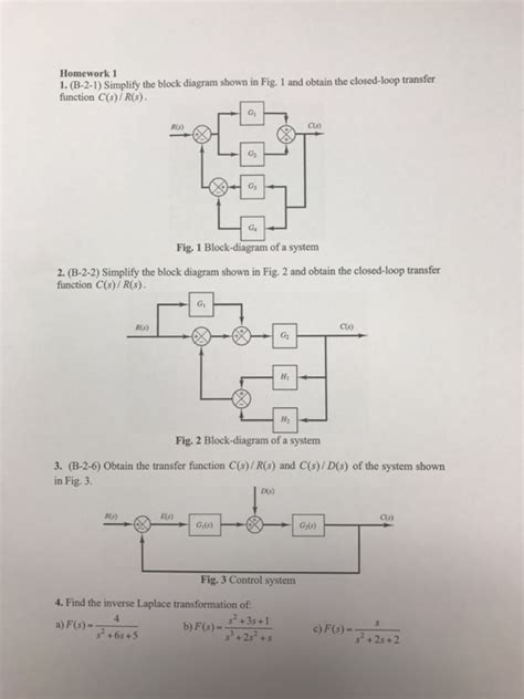 Solved Simplify The Block Diagram Shown In Fig 1 And Obtain