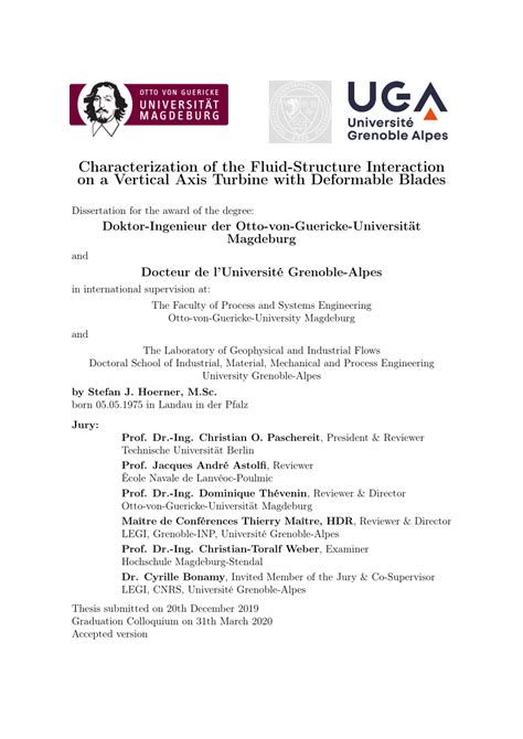 Pdf Characterization Of The Fluid Structure Interaction On A Vertical Axis Turbine With
