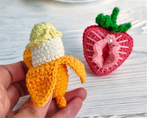 Sexy Fruits Crochet Pattern Amigurumi Penis And Vulva Keychain Pdf English Pattern