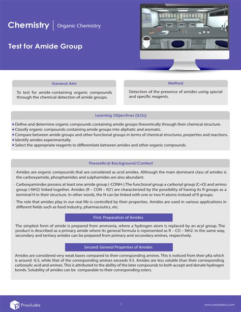 Amide Group Test Organic Chemistry Lab Manual