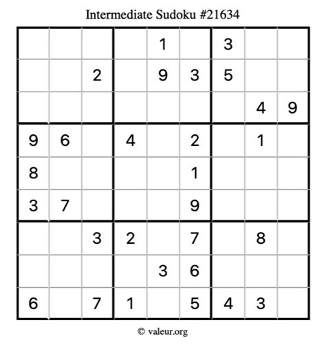 Intermediate Sudoku Puzzle 21634