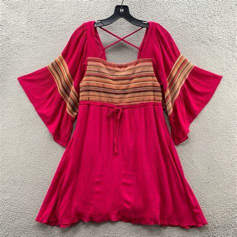 Umgee Dresses Umgee Mini Dress Womens S Pink Multicolor Boho Print